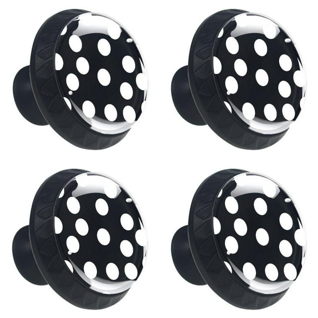 4 Pcs White Black Polka Dot Knobs for Kitchen Cabinet Cupboard Dresser ...