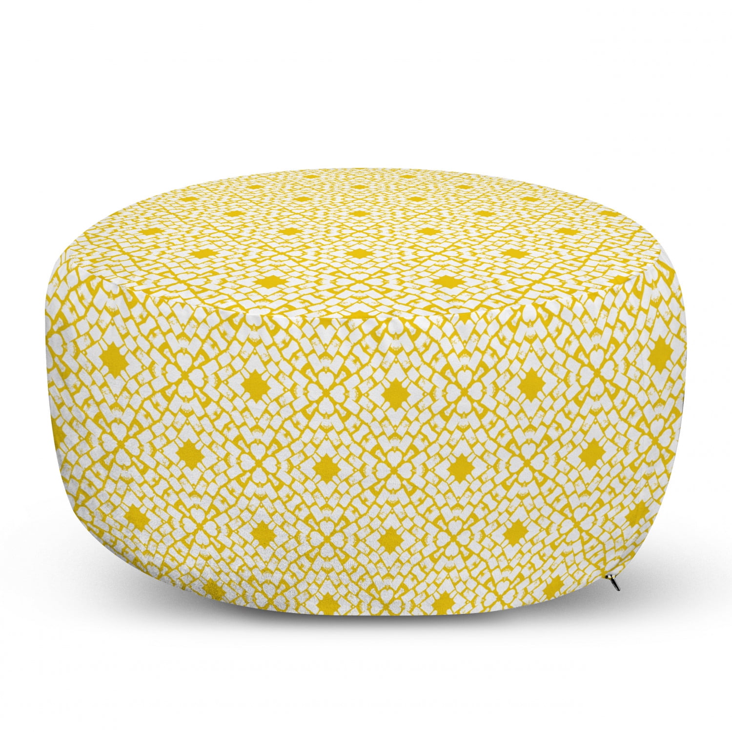 Art Deco Pouf Cover with Zipper, Four-leaf Clover Inspired Grunge Brick ...