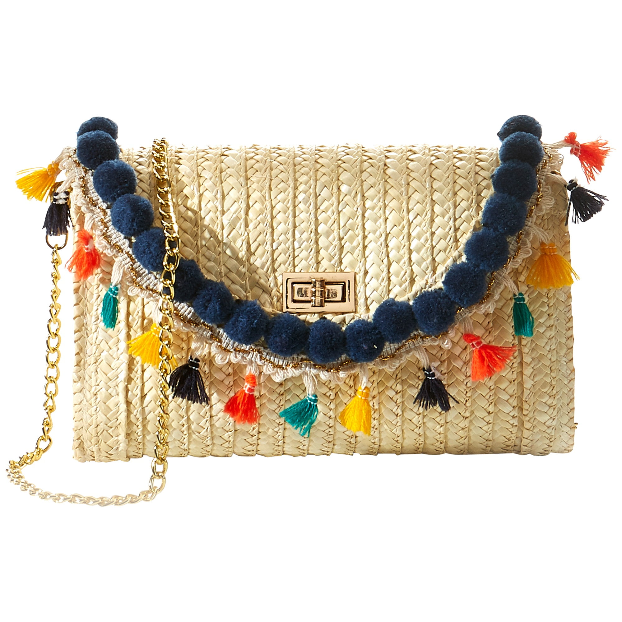 Tickled Pink Emma Straw Crossbody Bag - Walmart.com