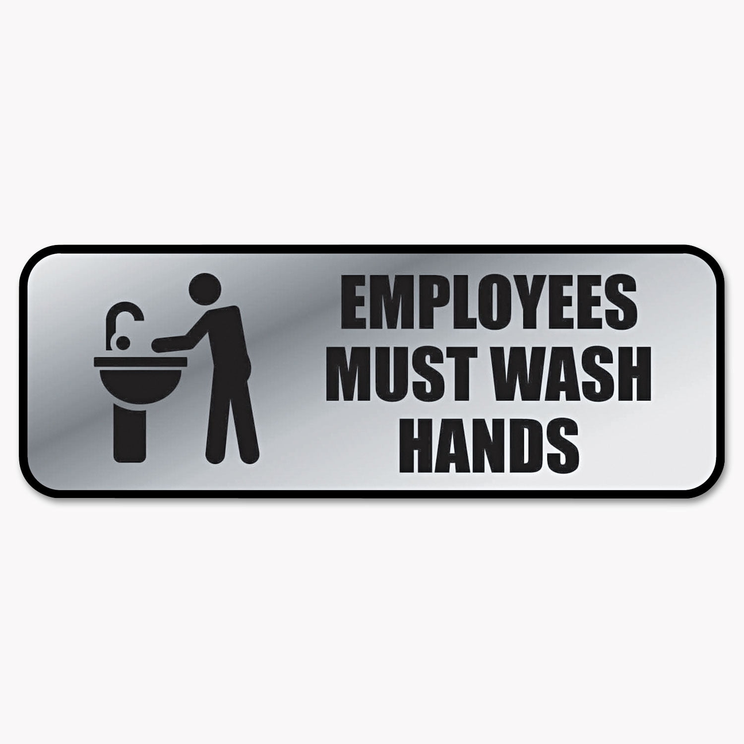 COSCO Brushed Metal Office Sign, Employees Must Wash Hands, 9 x 3 ...