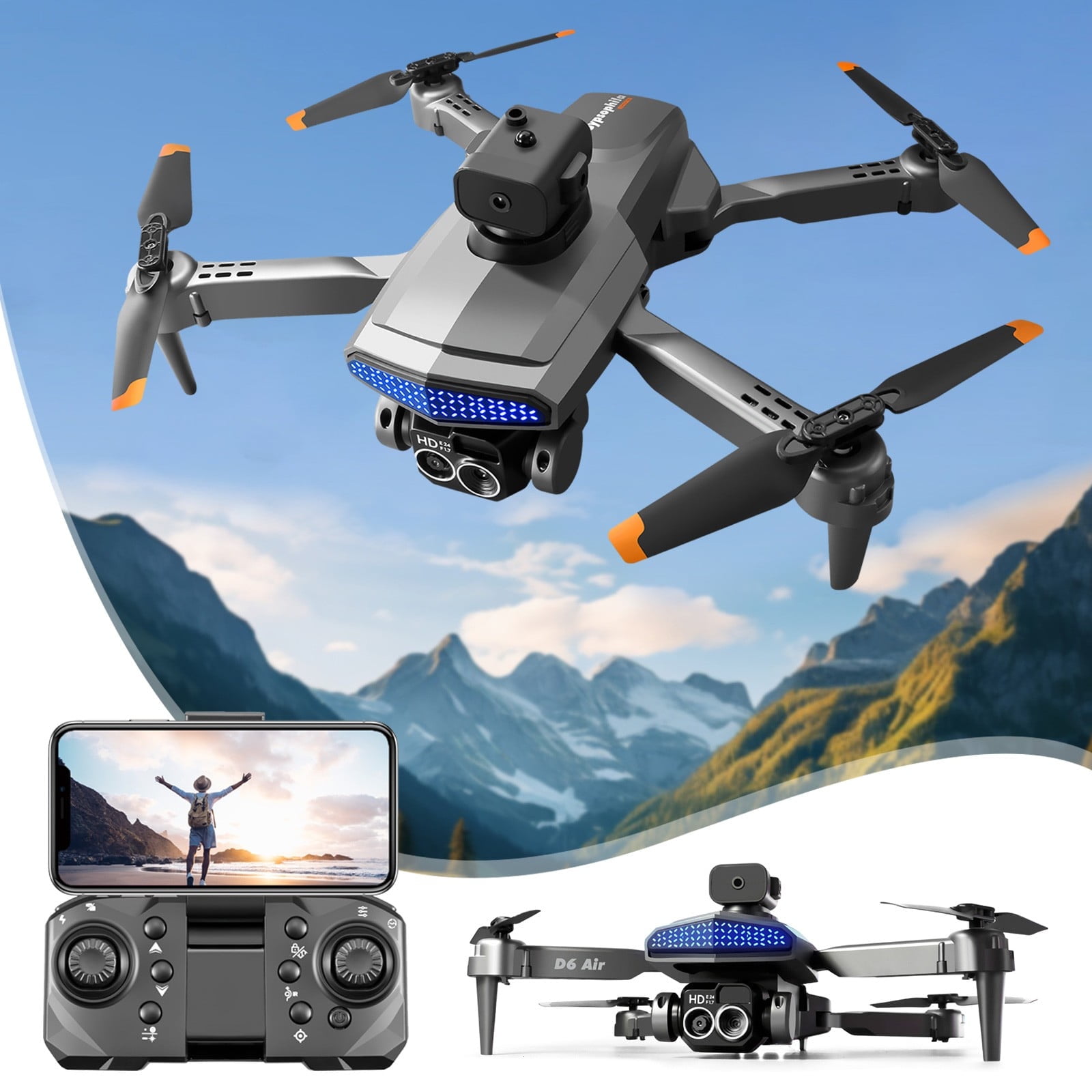 Mini dron aéreo YOLOKE con dos lentes gran angular 4K | Walmart en línea