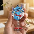 Disney Nurse Funny Stitch Badge Reel, Genie Retractable ID Badge Holder ...