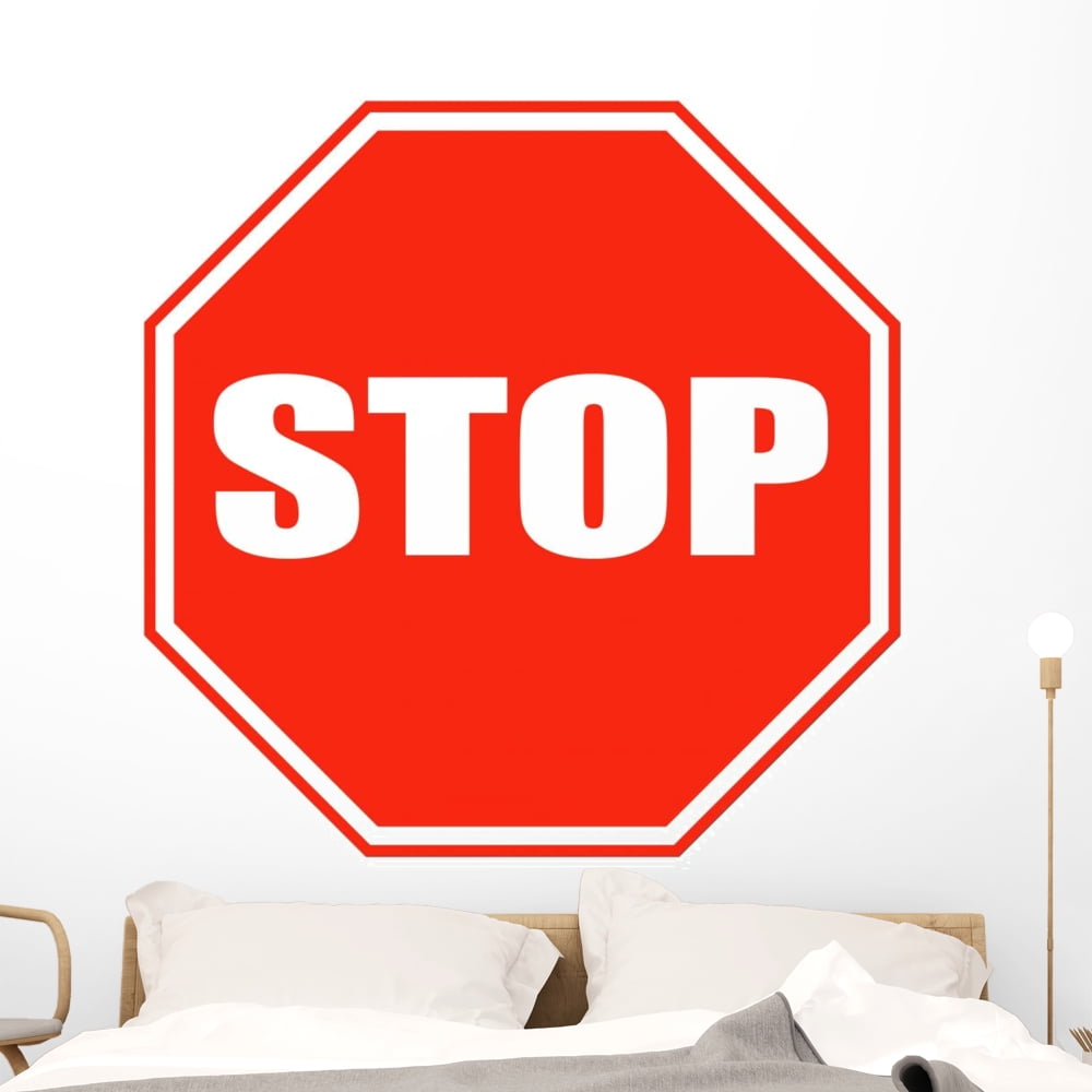 Stop Sign Wall Decal by Wallmonkeys Peel and Stick Graphic (48 in H x ...