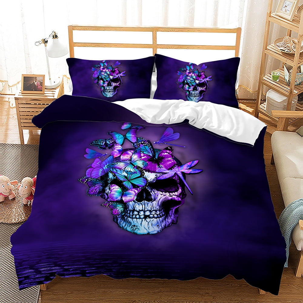 Skull Comforter Cover Floral Skull Sketch Bedding Sets Colorful Tie Dye ...
