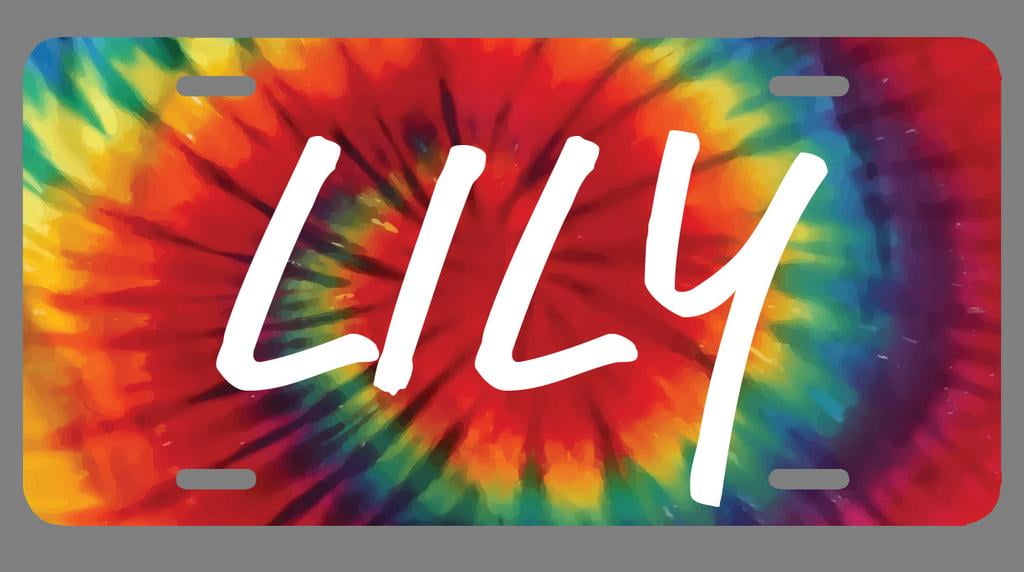 Lily Name Tie Dye Style License Plate Tag Vanity Novelty Metal | UV ...