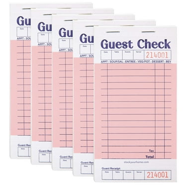 Stock Your Home Black+White Guest Check Books for (10 Pack) Server Note ...
