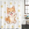 Cartoon Dog Bathroom Shower Curtains with 12 Hooks Polyester Waterproof ...