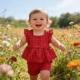 Angala Toddler Girls Sets Square Neck Sleeveless Striped Tops With ...