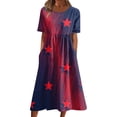Summer Dresses for Women 2026 Patriotic Star Print Tiered Dress Round ...