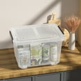 Rinboat 4-Pack Large Clear Plastic Storage Box with Rolling Lids, Heavy ...