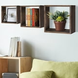 Wood Square Shadow Boxes (Set of 3) Wall Mounted Floating Display ...