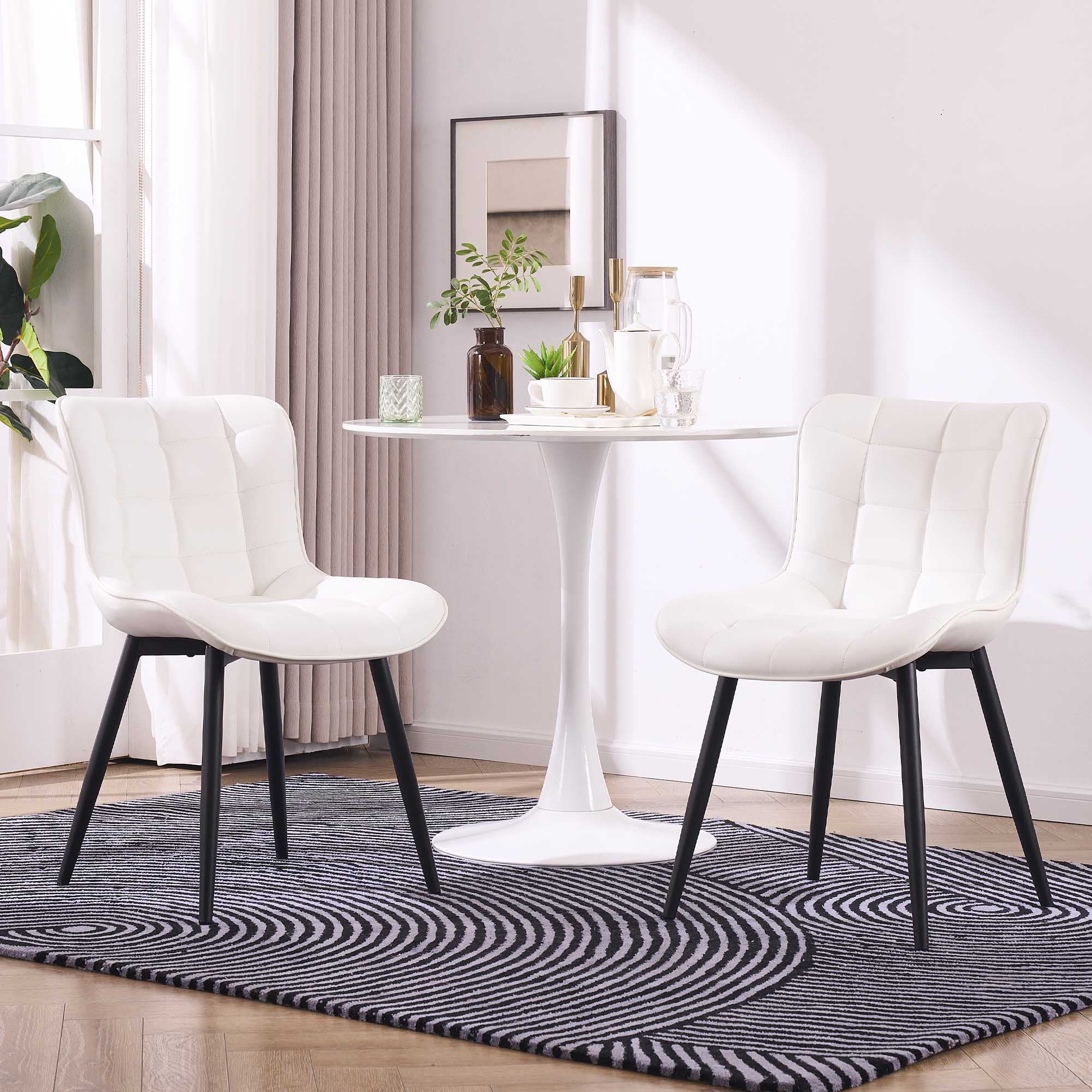Kidol & Shellder Soft Dining Chair Set of 2 PU Upholstered High Back ...