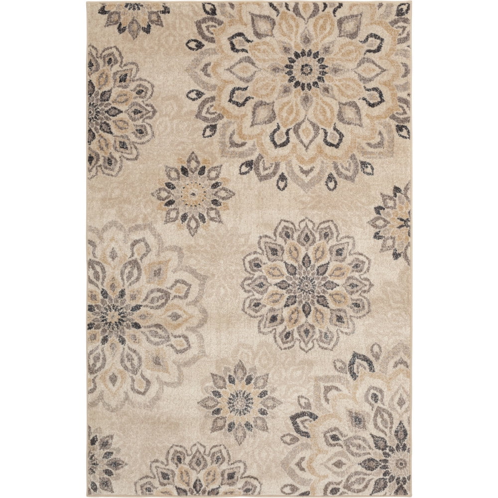 Loomaknoti Minerva Asterin 5' x 7' Floral Indoor Area Rug , White ...