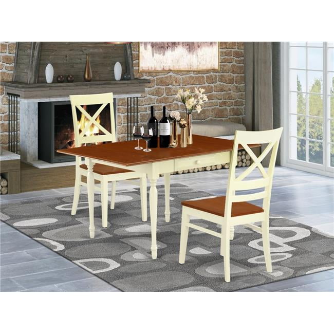 3 Piece Monza Dining Table Set - Buttermilk & Cherry - Walmart.com