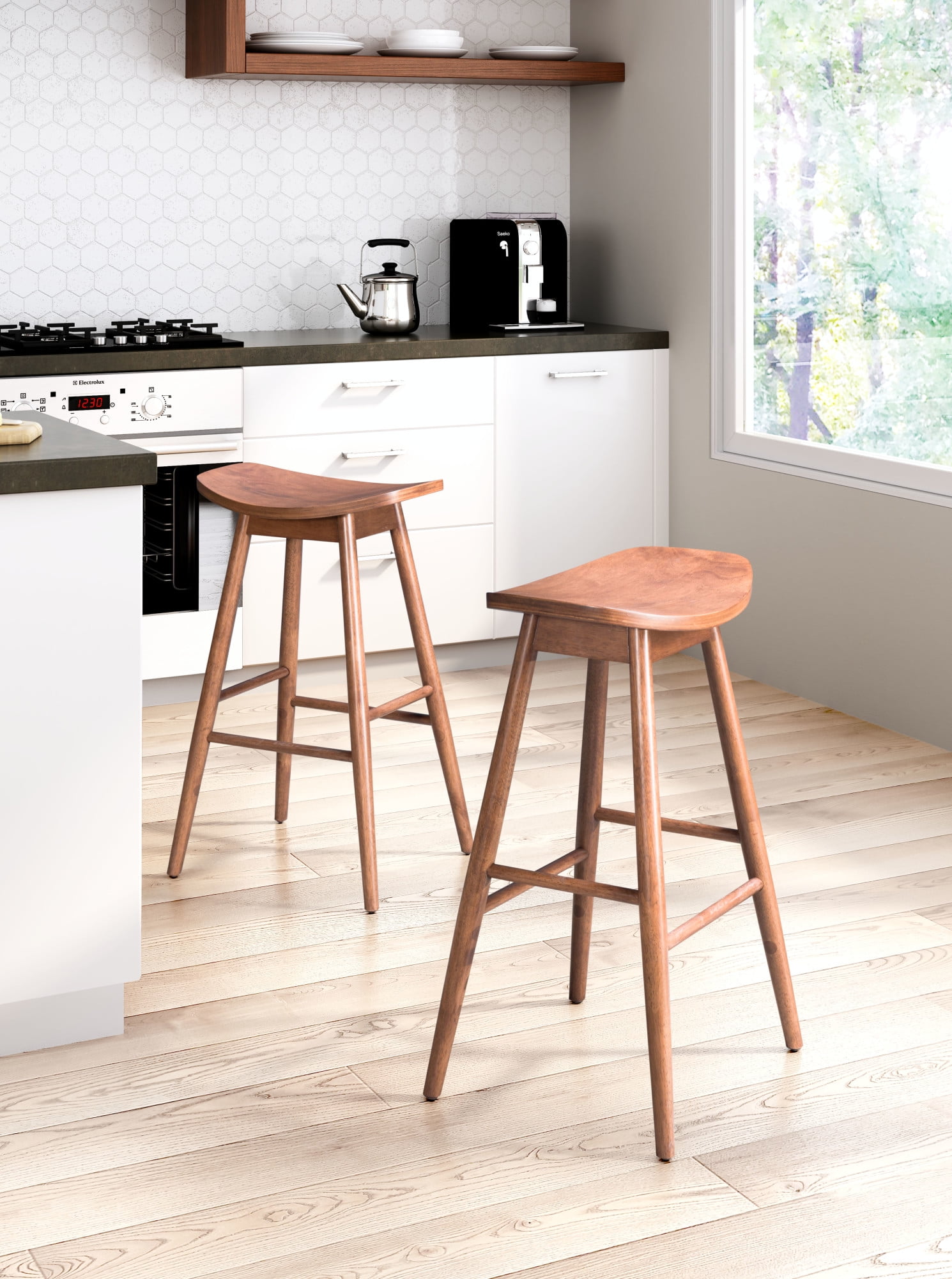 Trinity Barstool (Set of 2) Walnut - Walmart.com