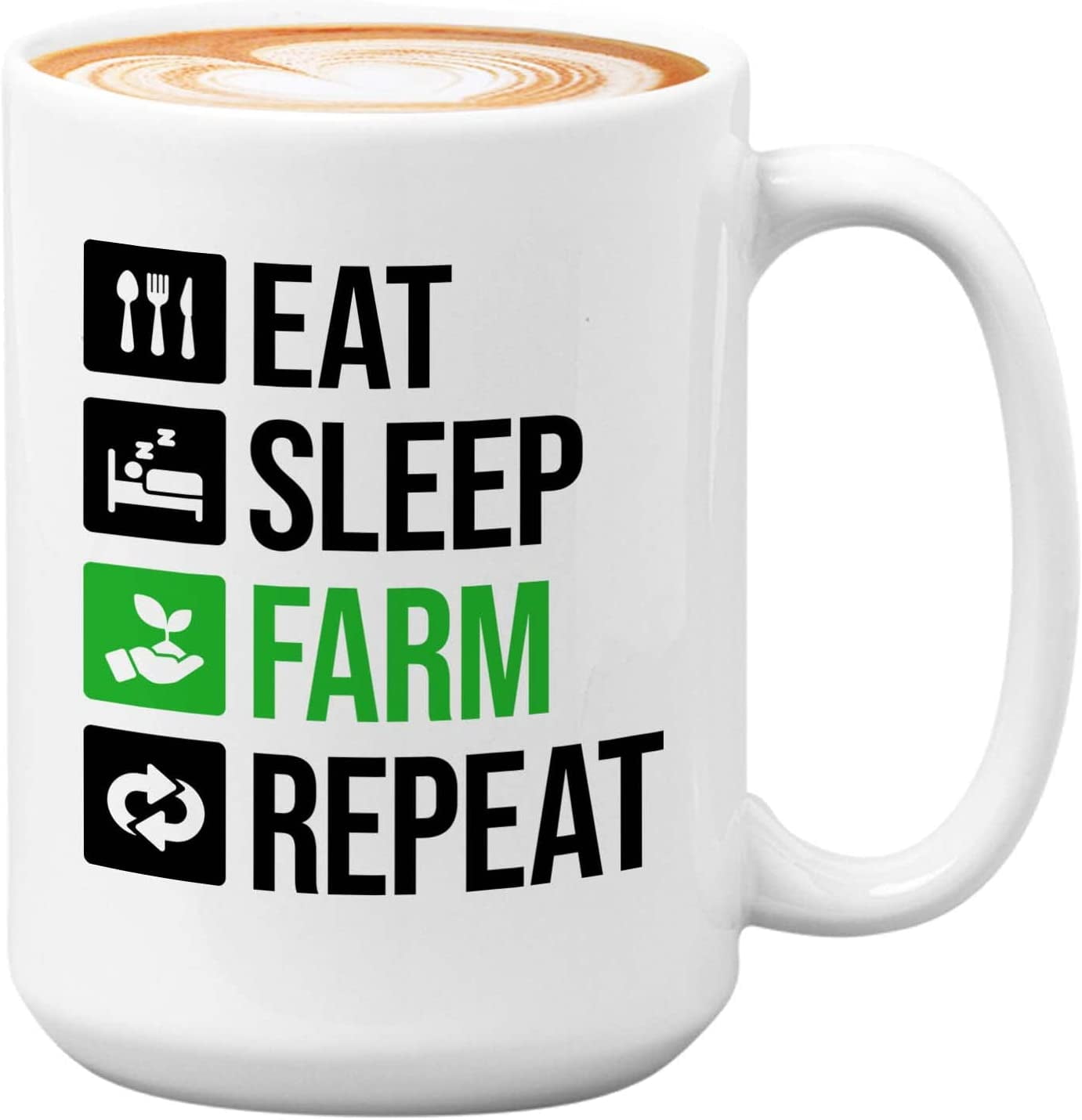 Farmer Mug White 15oz - Eat Sleep Farm Repeat - Farmer Agriculture ...