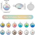 24Pcs 12 Styles Resin Pendants with 304 Stainless Steel Finding Flat ...