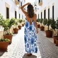 All-Over Print Backless Cross Strap Slip Dress, Loose A-Line Slim Fit ...