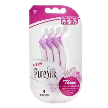 Pure Silk Contour 3 Premium Disposable Razor, 4 Count - Walmart.com