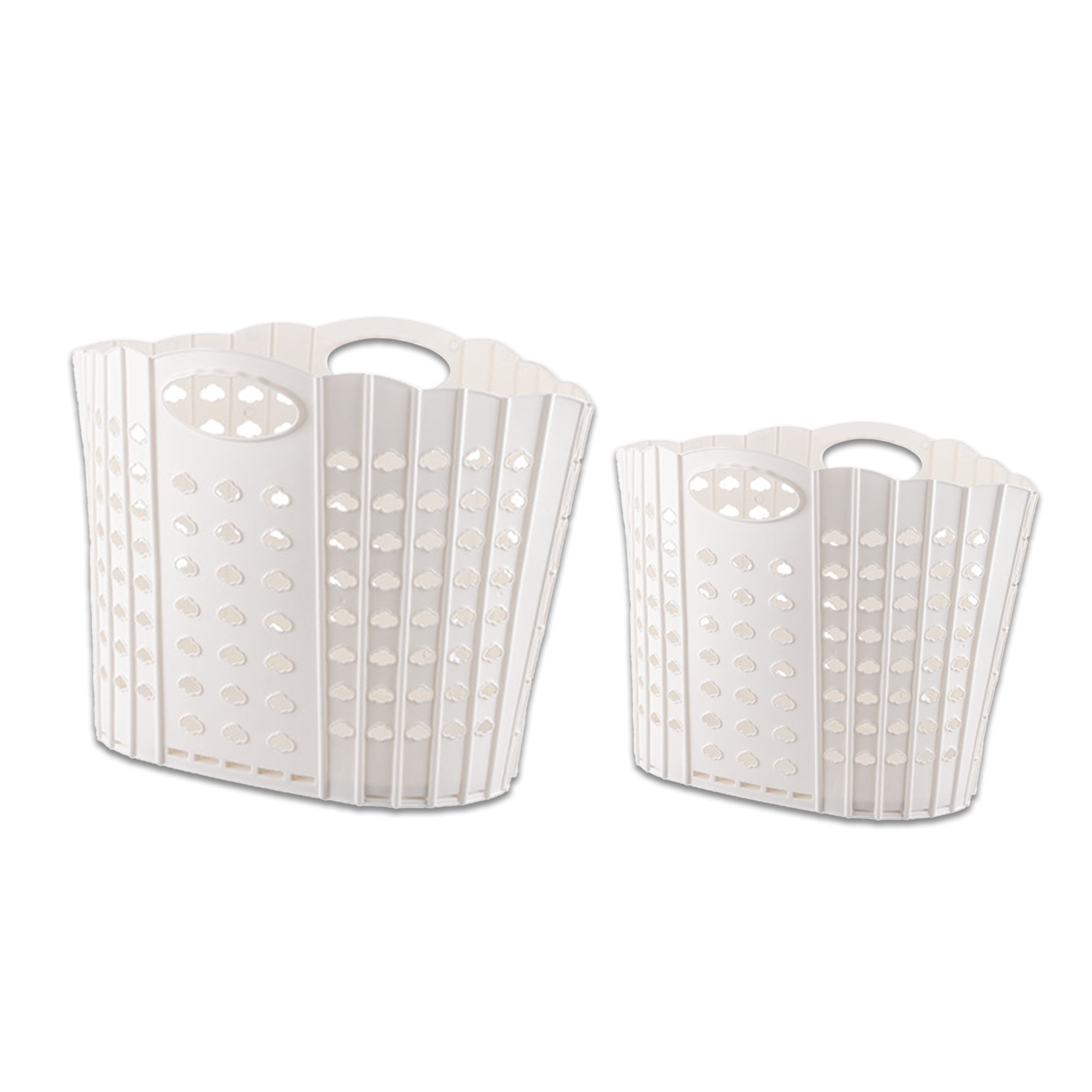 Cathoe 2pcs Foldable Plastic Laundry Baskets with Handles Laundry ...