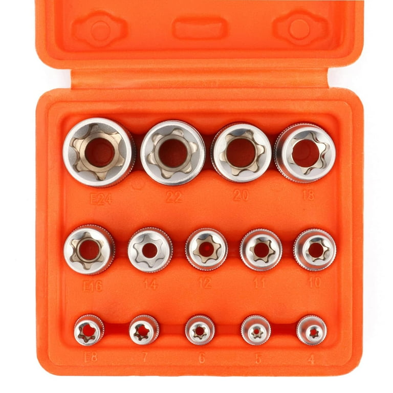 Torx Socket Set RJXIUETN Torx Star E Socket Bit Set Male Female 3/8" 5 ...