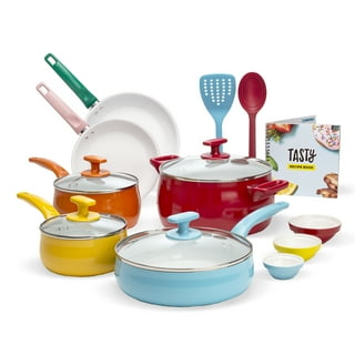 Beautiful 12pc Ceramic Non-Stick Cookware Set, White Icing, by Drew ...
