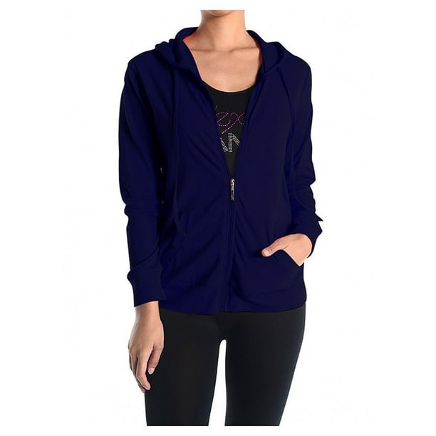 TheLovely Long Sleeve Drawstring Thin Workout Zip UP Hoodie Top ...