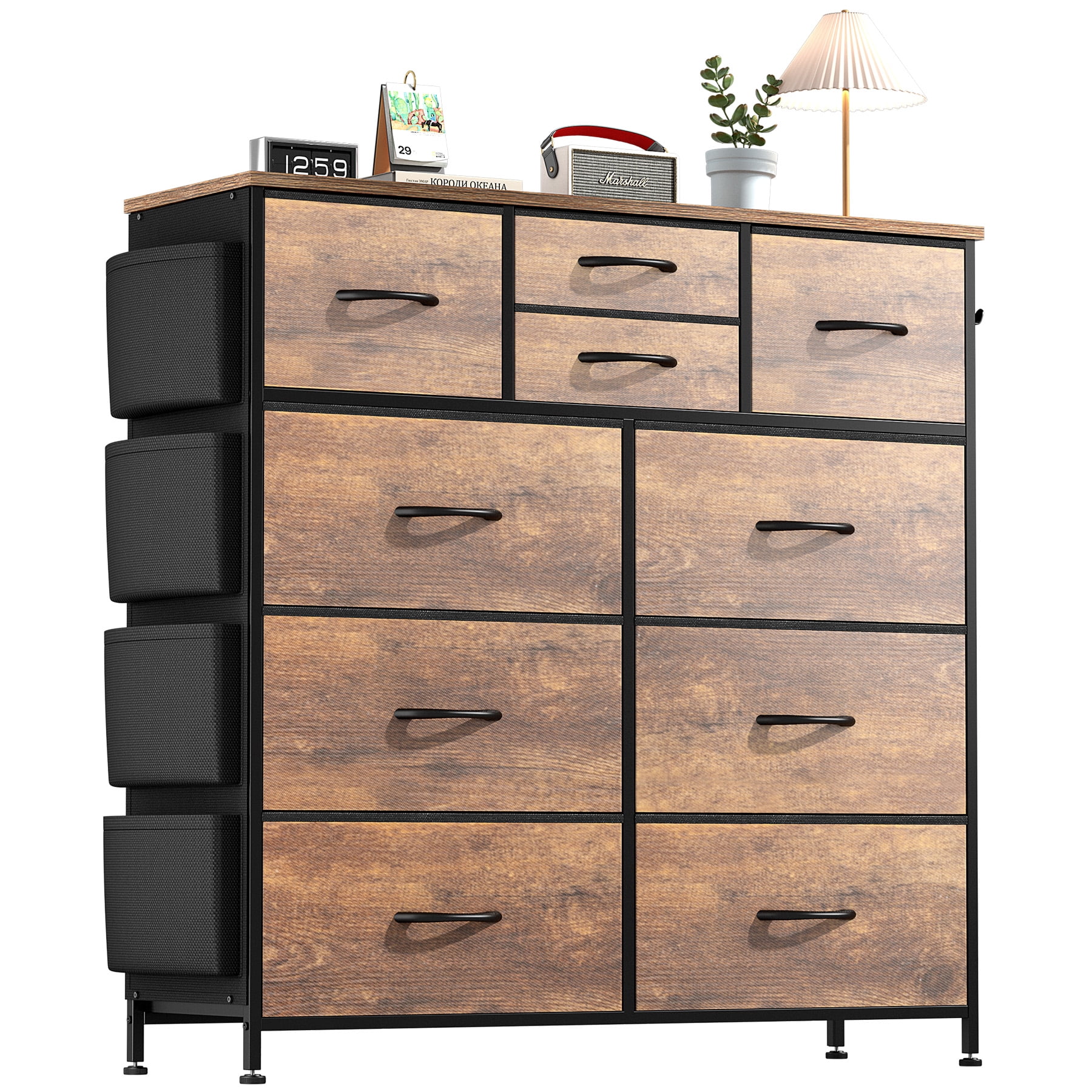 Aowos Dressers for Bedroom, Fabric Dresser with Side Pockets, Chest of ...