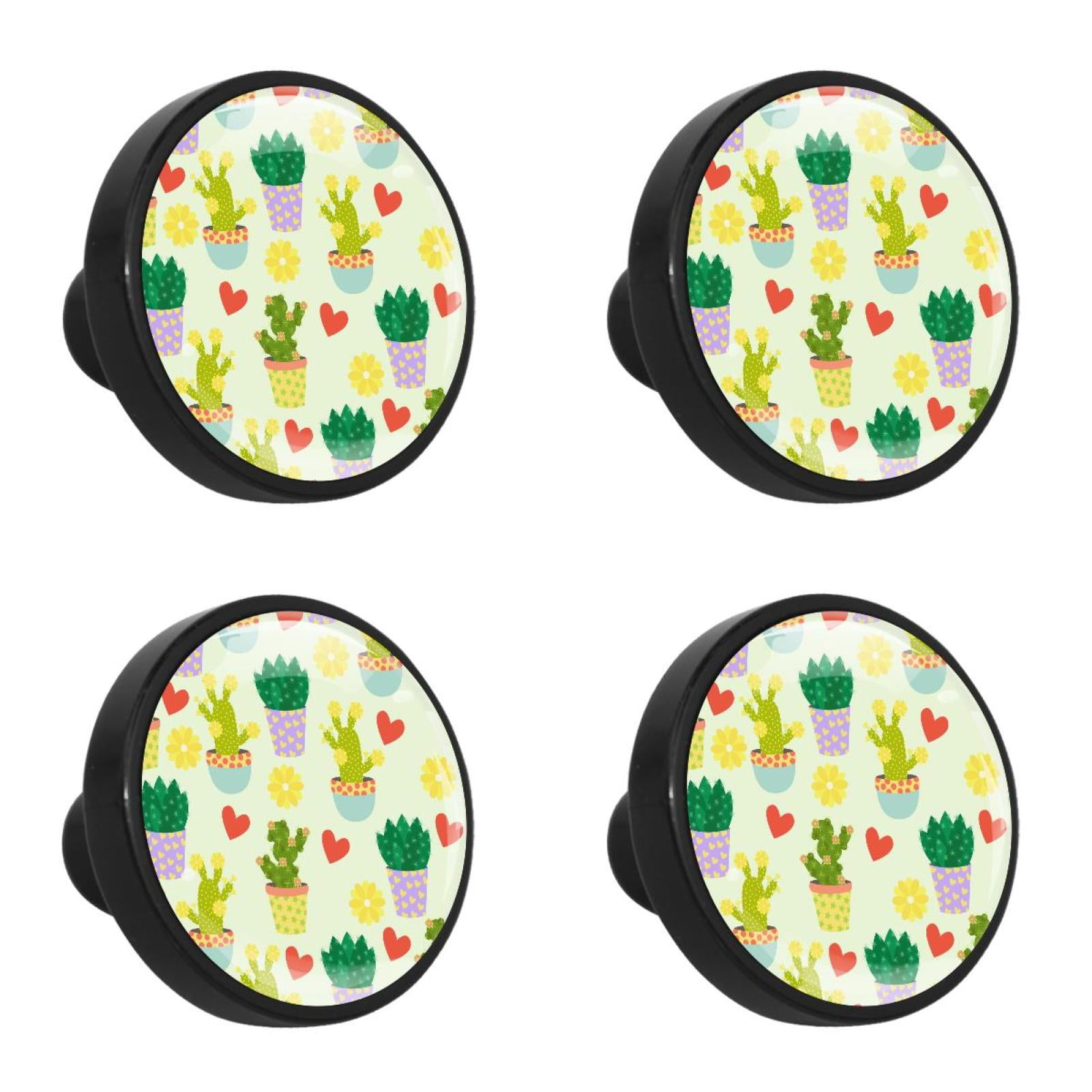 4 Pcs Cacti and Hearts Knobs for Kitchen Cabinet Cupboard Dresser ...
