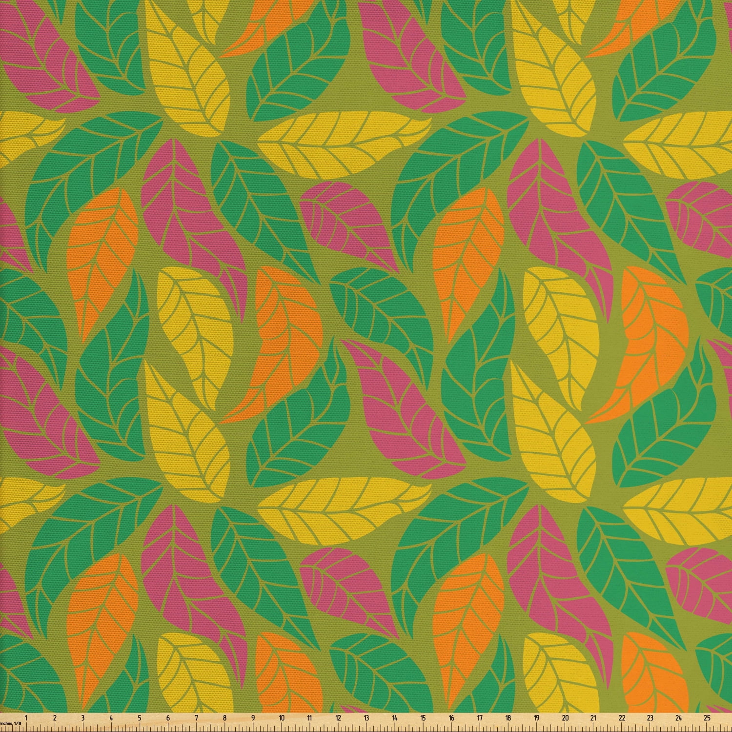 Leaves Sofa Upholstery Fabric by the Yard, Rhythmic Colorful ...