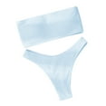 WXLWZYWL Two Piece Bandeau Swimsuit Ribbed Strapless Tube Bikini Top ...