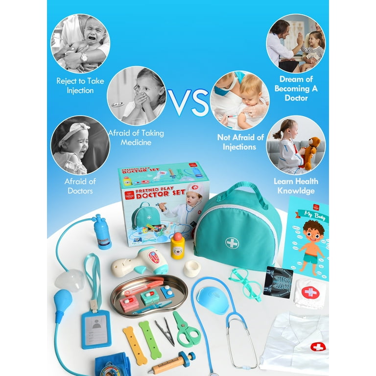 Realistic Toy Doctor Kit Kids Doctor Nurse Medical Case Pretend Play