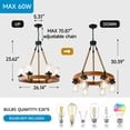LHYY 23.62 INCH Round Wood Pendant Light with Seeded Glass Shade,Rustic ...