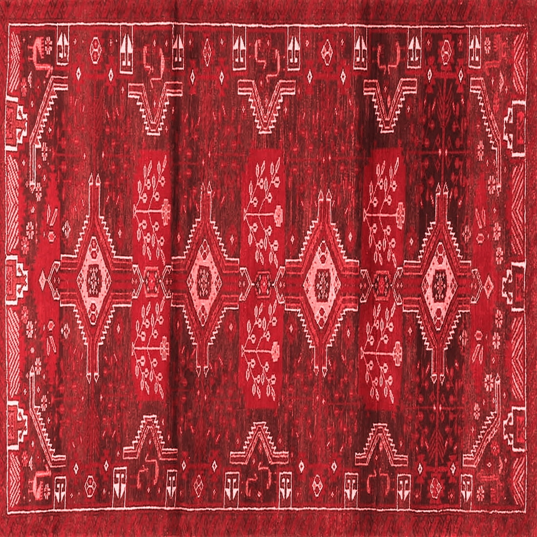 Ahgly Company Indoor Square Persian Red Traditional Area Rugs, 6 ...