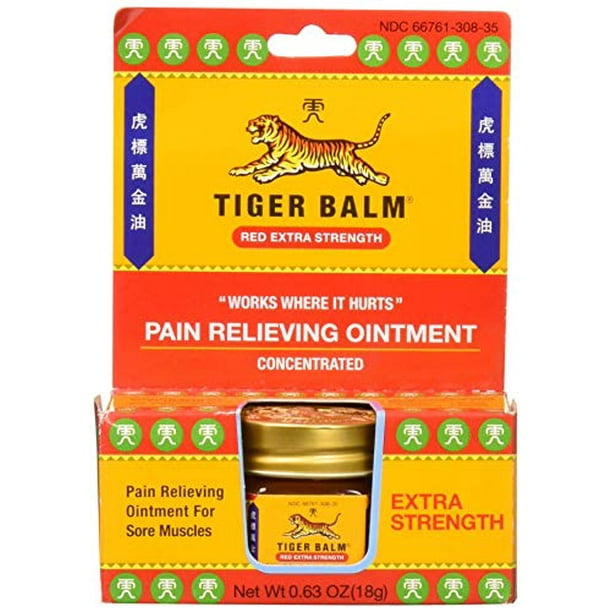 Tiger Balm Red Extra Strength Pain Relieving Ointment, 0.63 Ounce ...