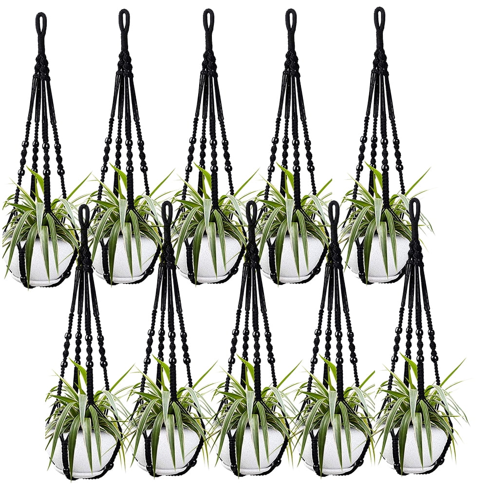 Elbourn 10-pack Macrame Plant Hanger Indoor Outdoor 35 inch Hanging ...