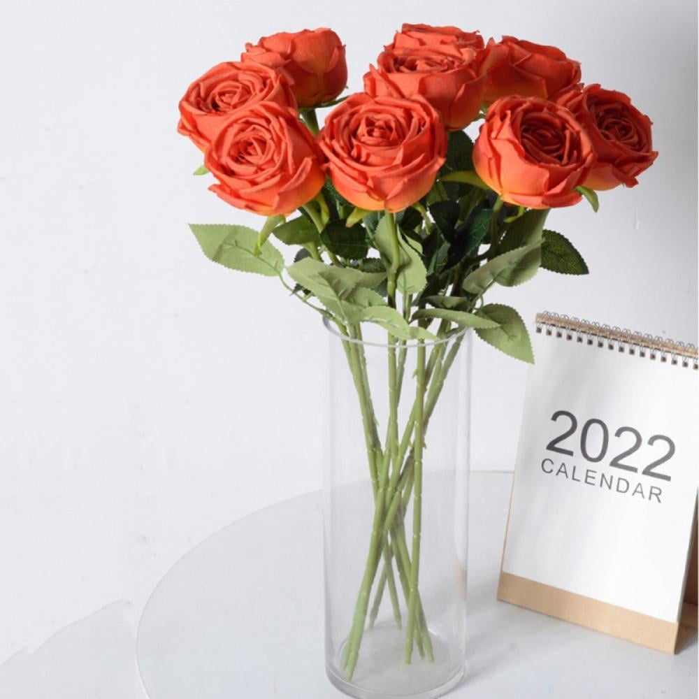 5PCS Artificial Rose Flowers Long Stem Fake Silk Roses for DIY Wedding ...