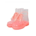 New Women Red Ruby Gum-1 Clear Lace Up Lug Sole Combat Rain Boot ...