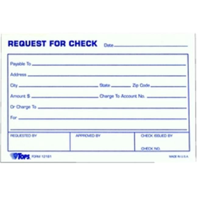 TOPS 12181 Check Request, White, 100 SH, 2 PD per PK - Walmart.com