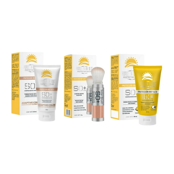 Protector Solar Facial Fotosun UV 100 Fotoprotector UVA/UVB - Kit de 3 Protectores 50+ FPS ...