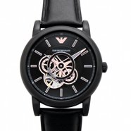 Emporio Armani Men's AR11096 Silver Leather Japanese Quartz Dress Watch ...
