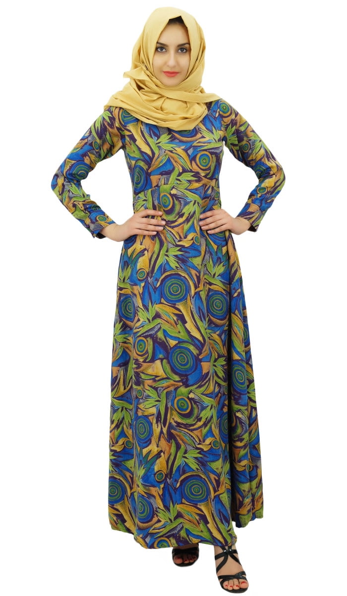 Bimba Womens Muslim Printed Jilbab Dress Designer Pashmina Maxi Abaya ...
