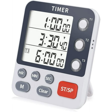 nipocaio 3-Channel Kitchen Timer, Count Up/Down, Adjustable Alarm ...