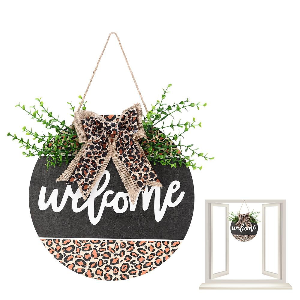 Laideyi Welcome Sign for Front Door Round Wooden Front Door Decor Sign ...