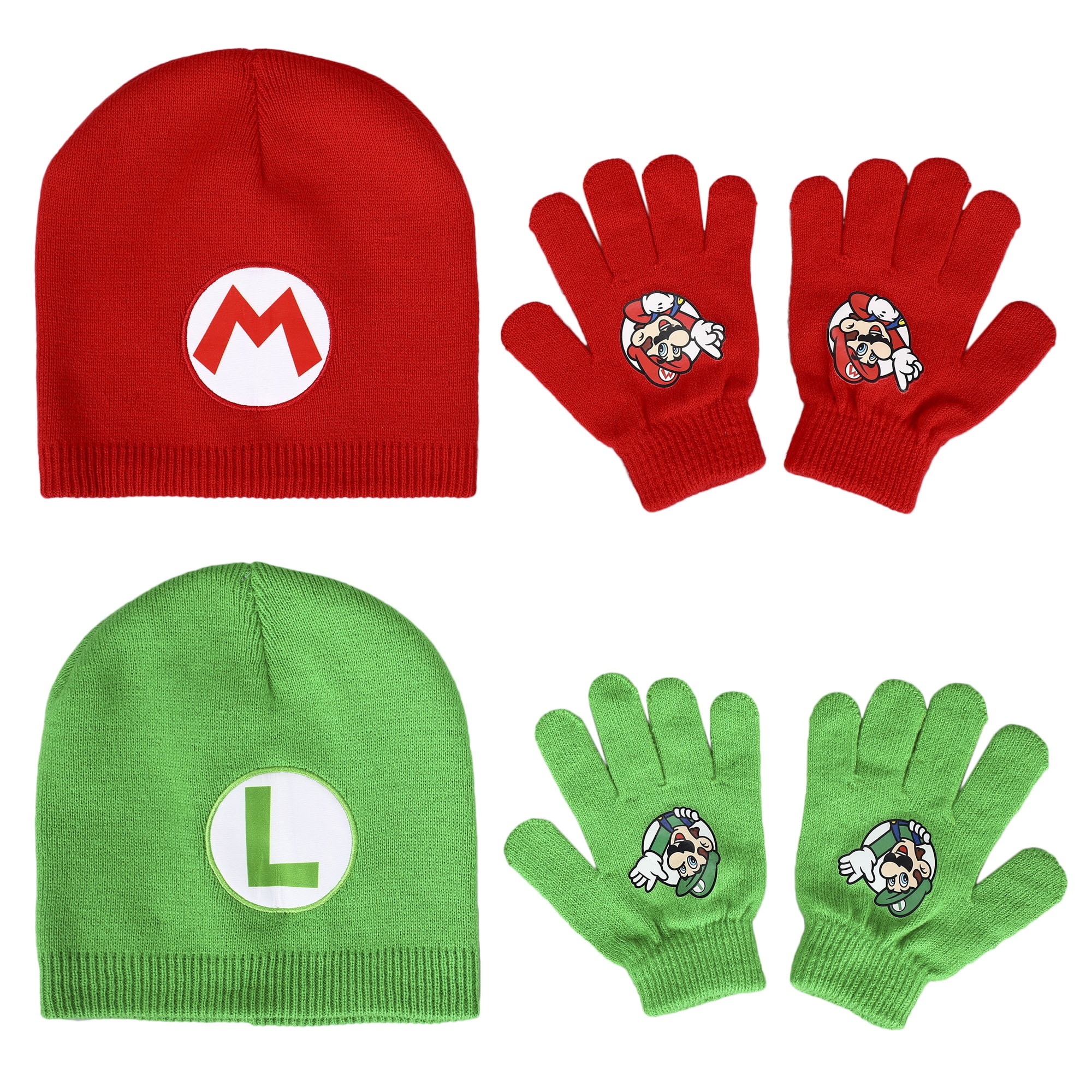 Super Mario Brothers Mario & Luigi Youth 2-Pack Beanie And Glove Set ...