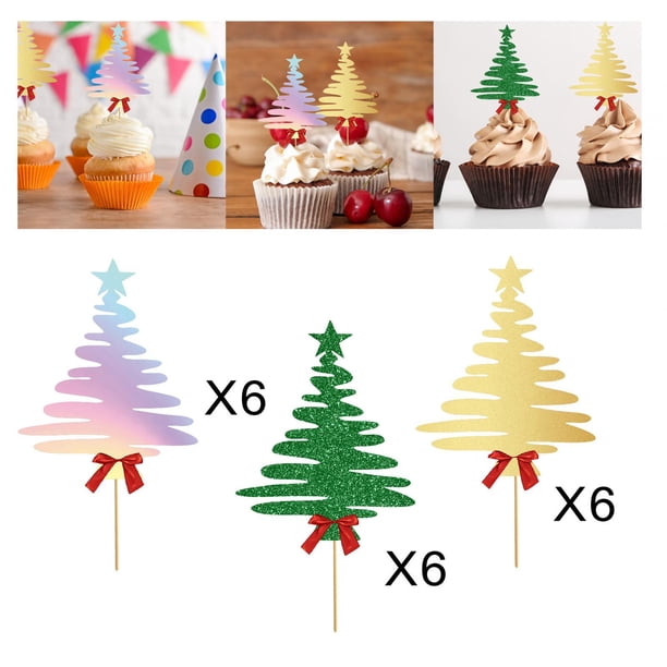 18 Pieces Christmas Cupcake Toppers Cake Toppers for Birthday Party ...