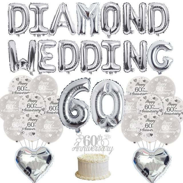60th Anniversary Decorations, 60th Wedding Anniversary Diamond ...