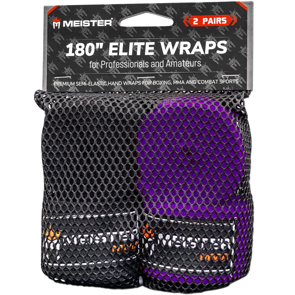 Meister ELITE 180" Premium Adult Hand Wraps for MMA & Boxing - 2 Pair ...