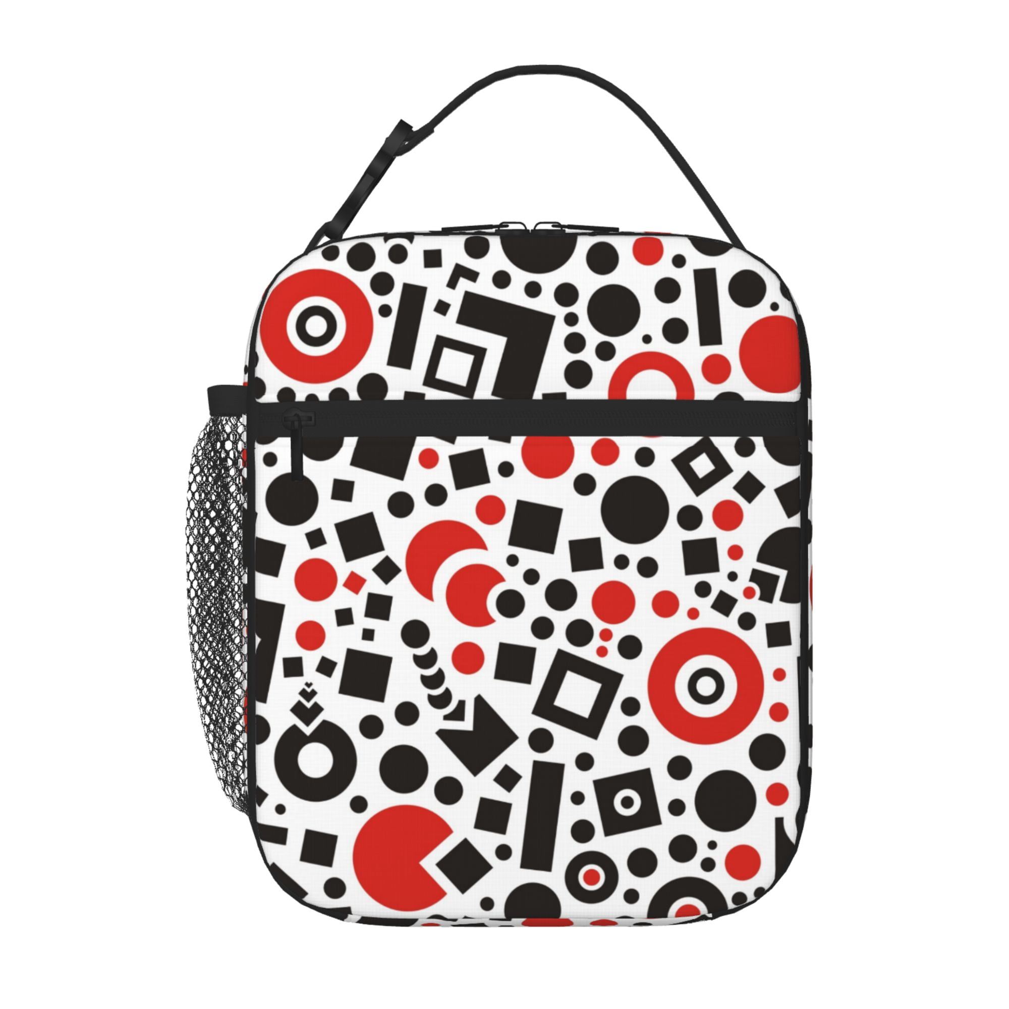 TEQUAN Portable Lunch Bag, Minimal Red Black Style Pattern Reusable ...