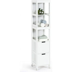 Zimtown 5-Shelf Restroom Furniture, White Finish Slim Unit with Doors ...